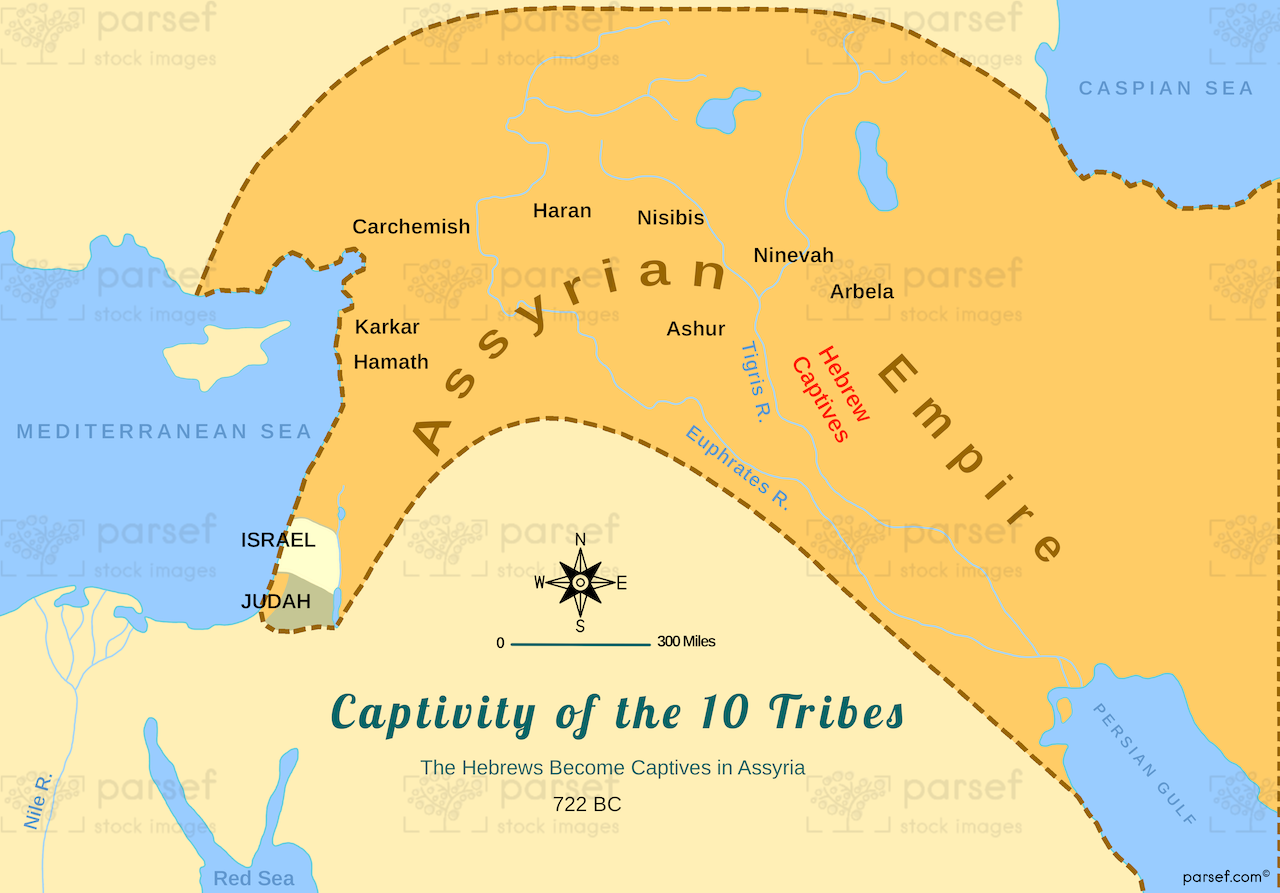 Captivity of the 10 Tribes Color Map | Kid's Bible History Maps