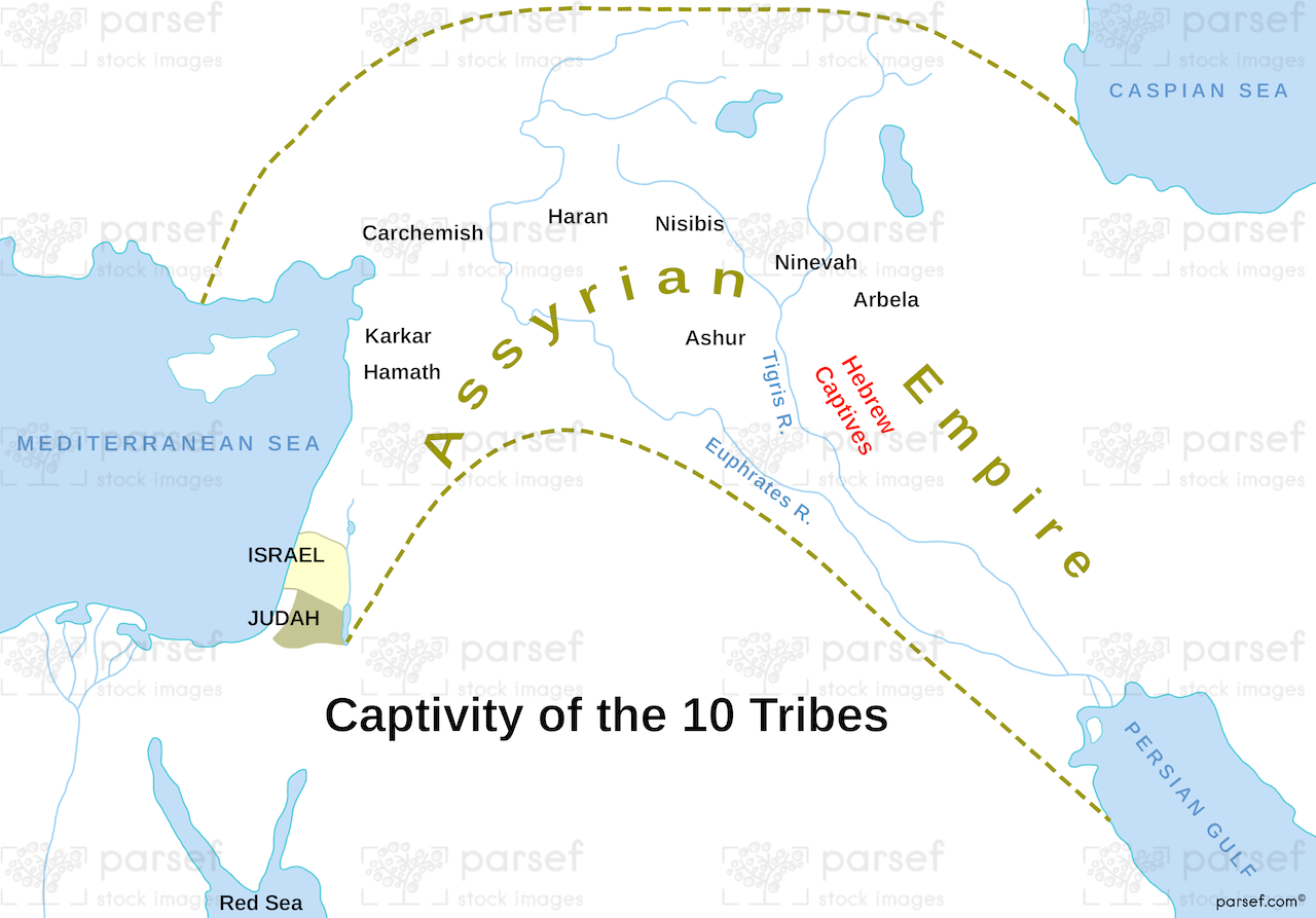 Captivity of the 10 Tribes Map | Kid's Bible History Maps