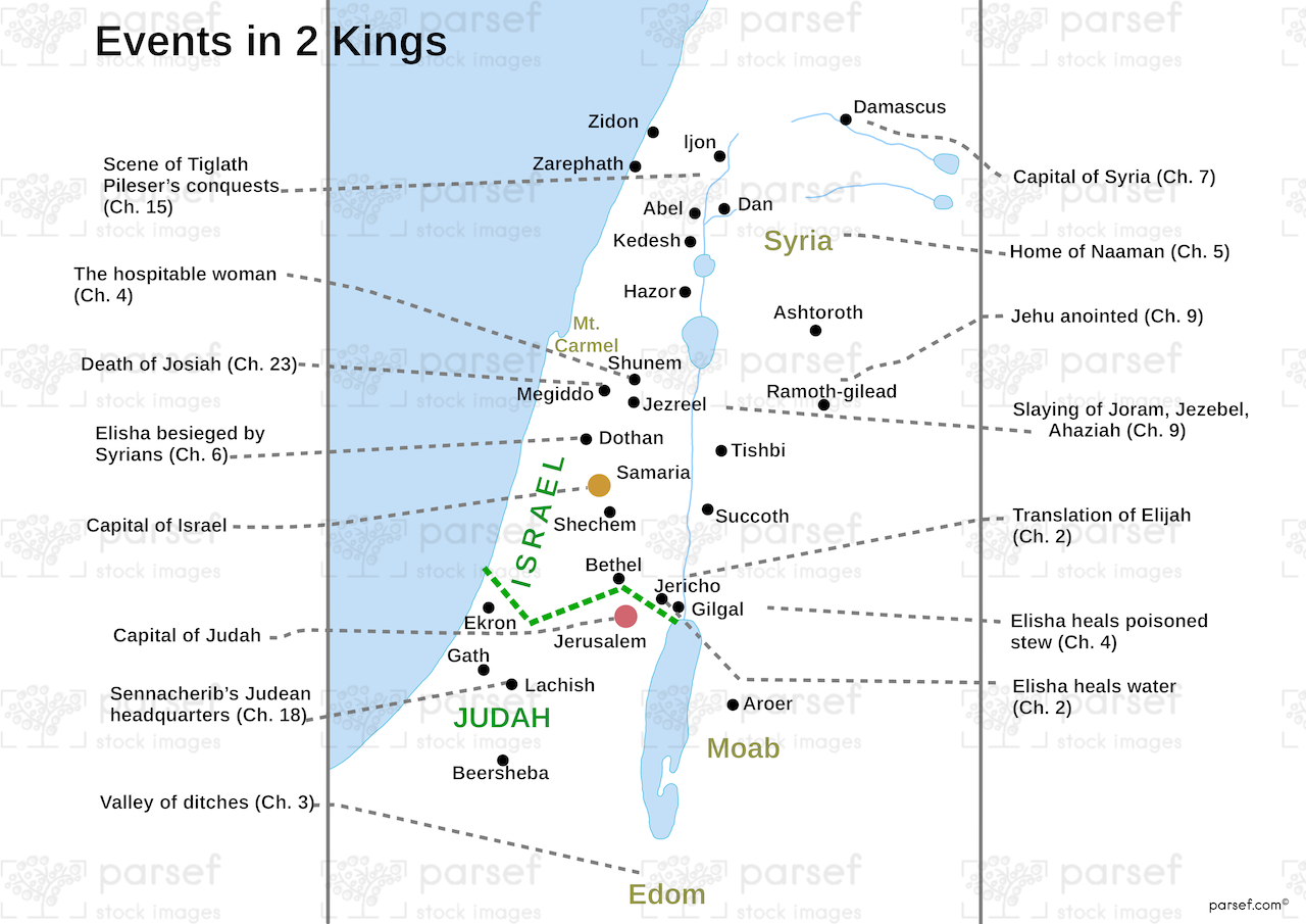 Events in 2 Kings Map | Kid's Bible History Maps