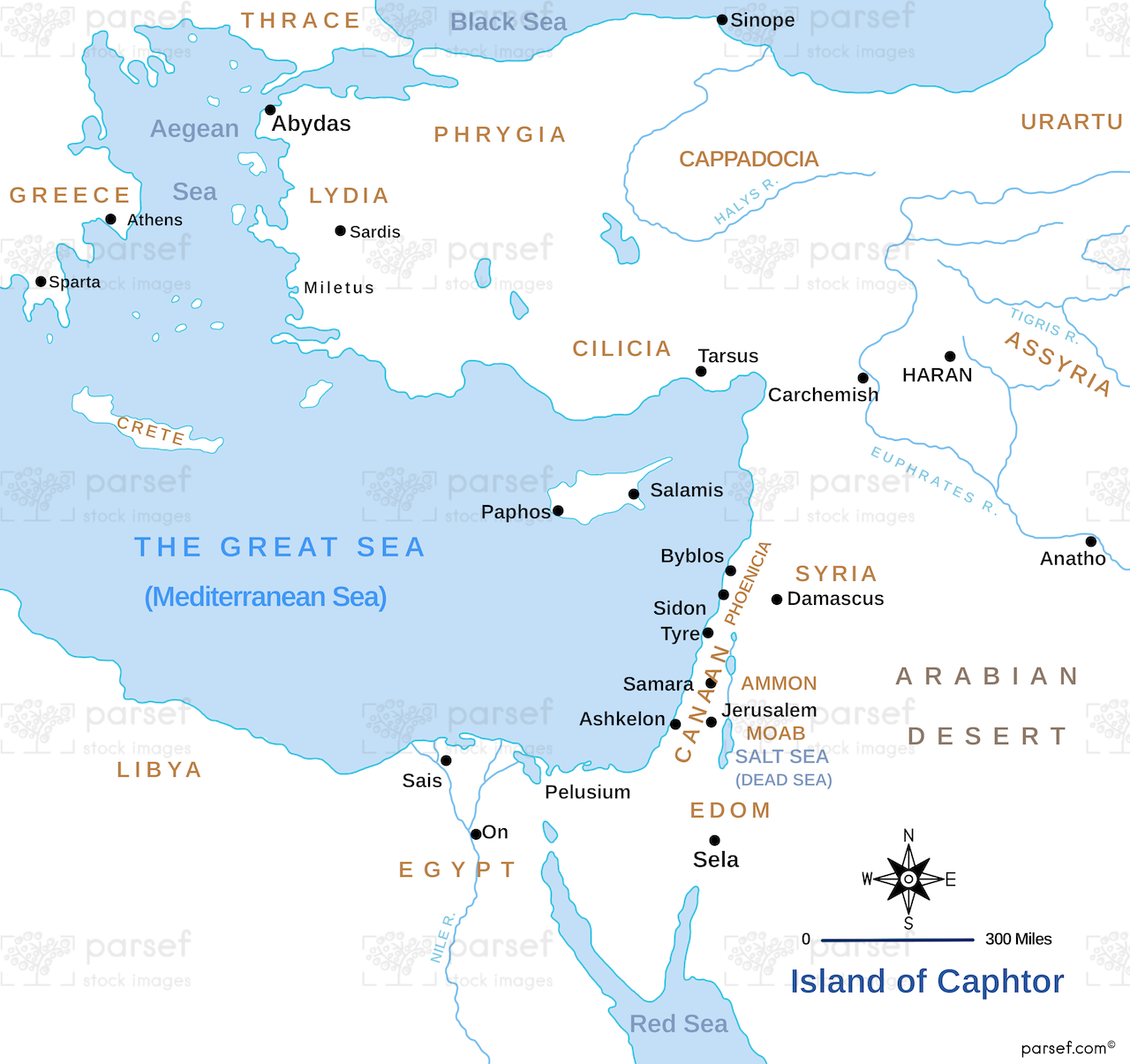 Deuteronomy Island of Caphtor Map | Kid's Bible History Maps