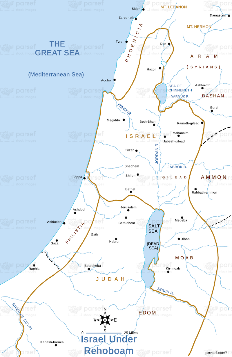 Israel Under Rehoboam Map | Kid's Bible History Maps