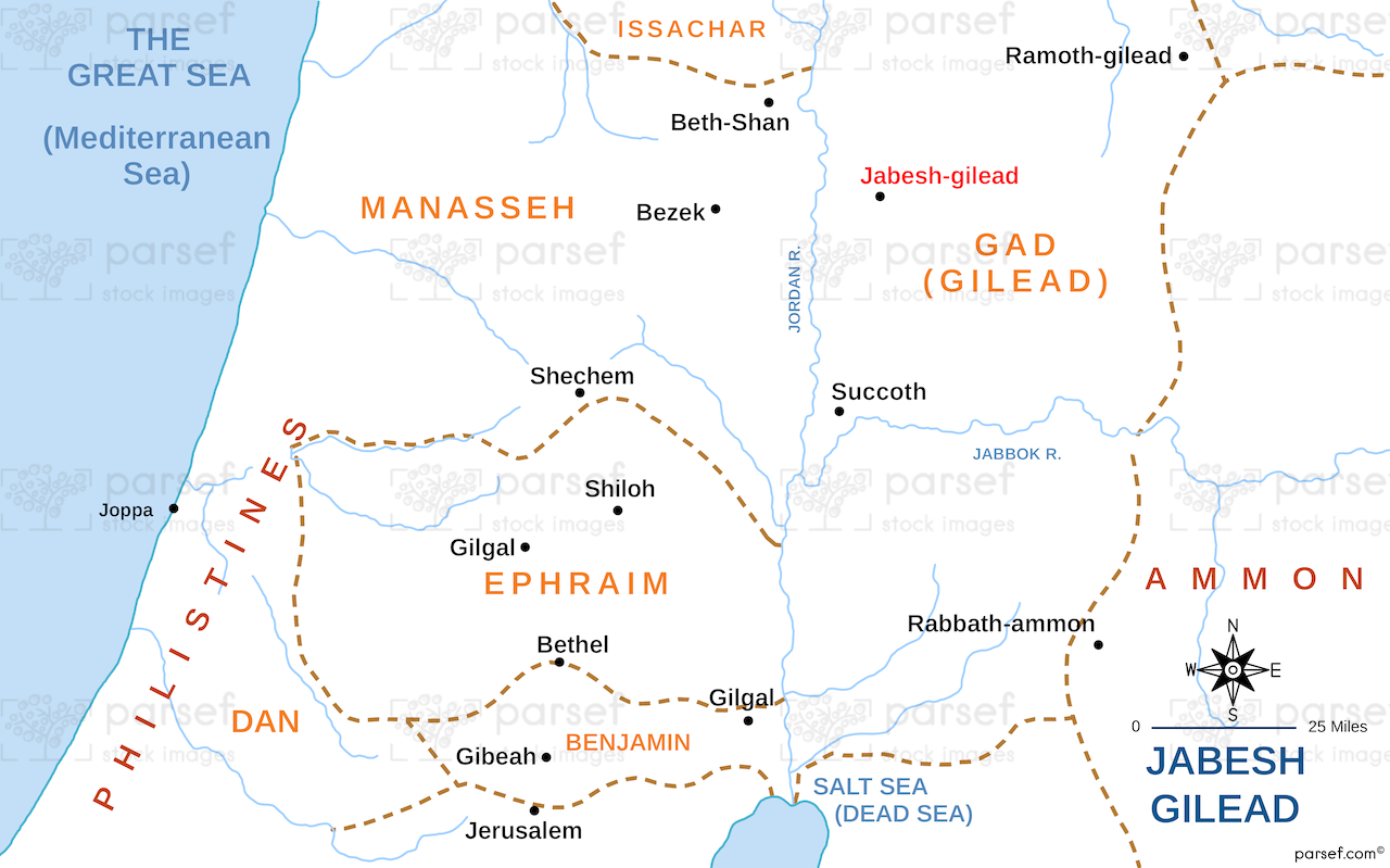 Jabesh Gilead Map | Kid's Bible History Maps