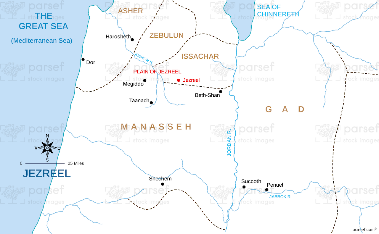 Jezreel and the Book of Judges Map | Kid's Bible History Maps