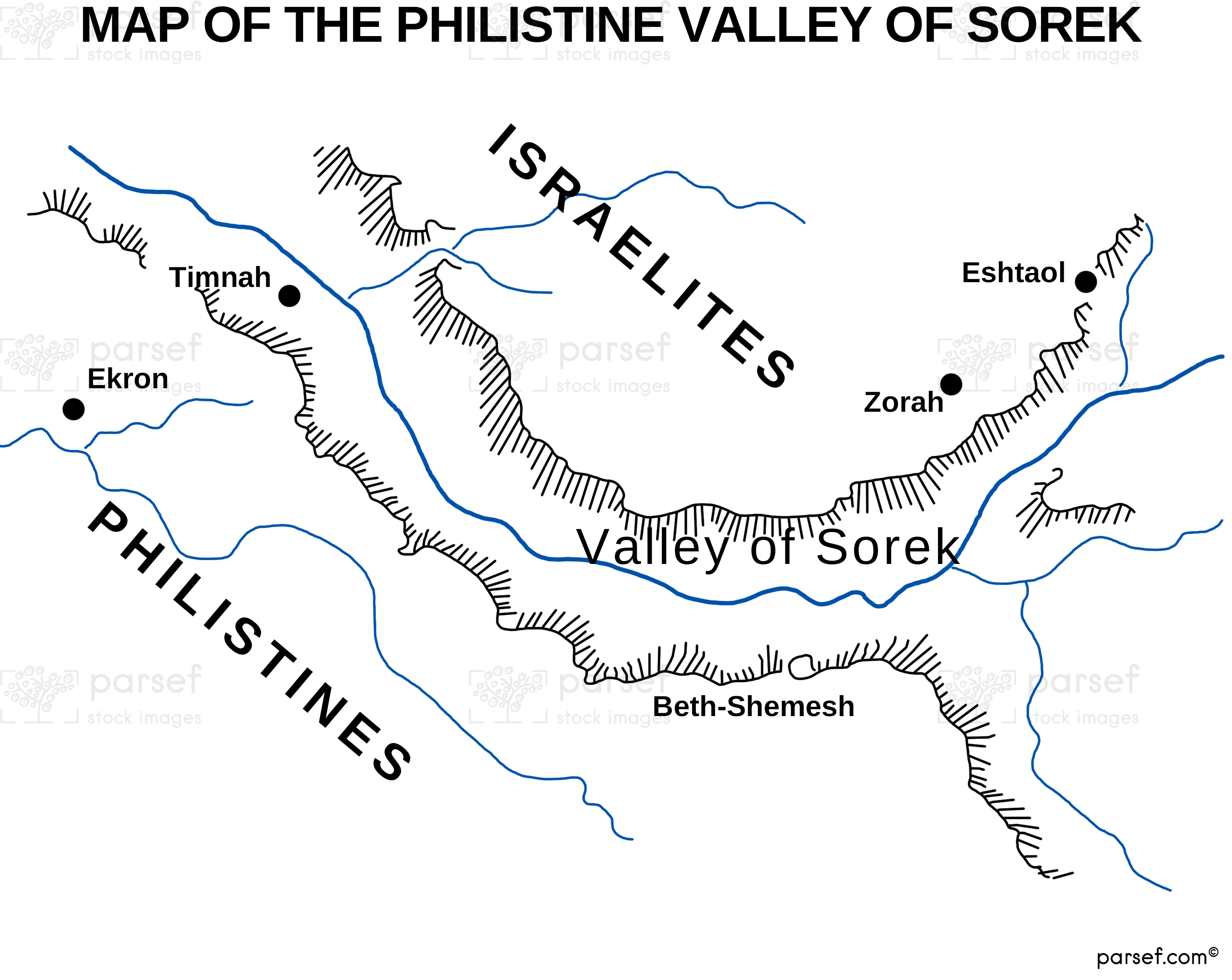 Philistine Valley of Sorek Map | Kid's Bible History Maps