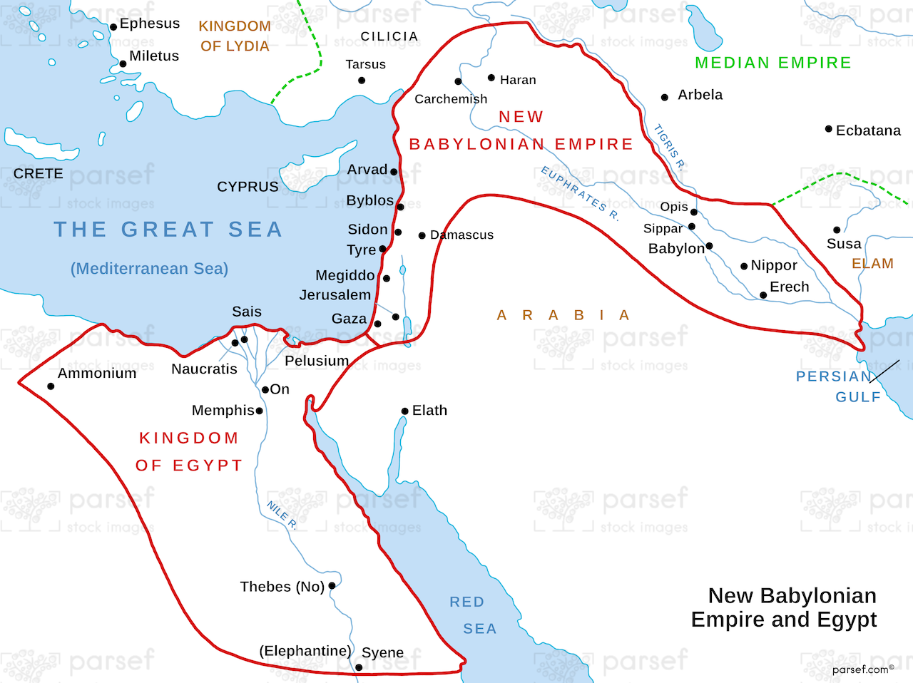 II Kings New Babylonian Empire and Egypt Map | Kid's Bible History Maps