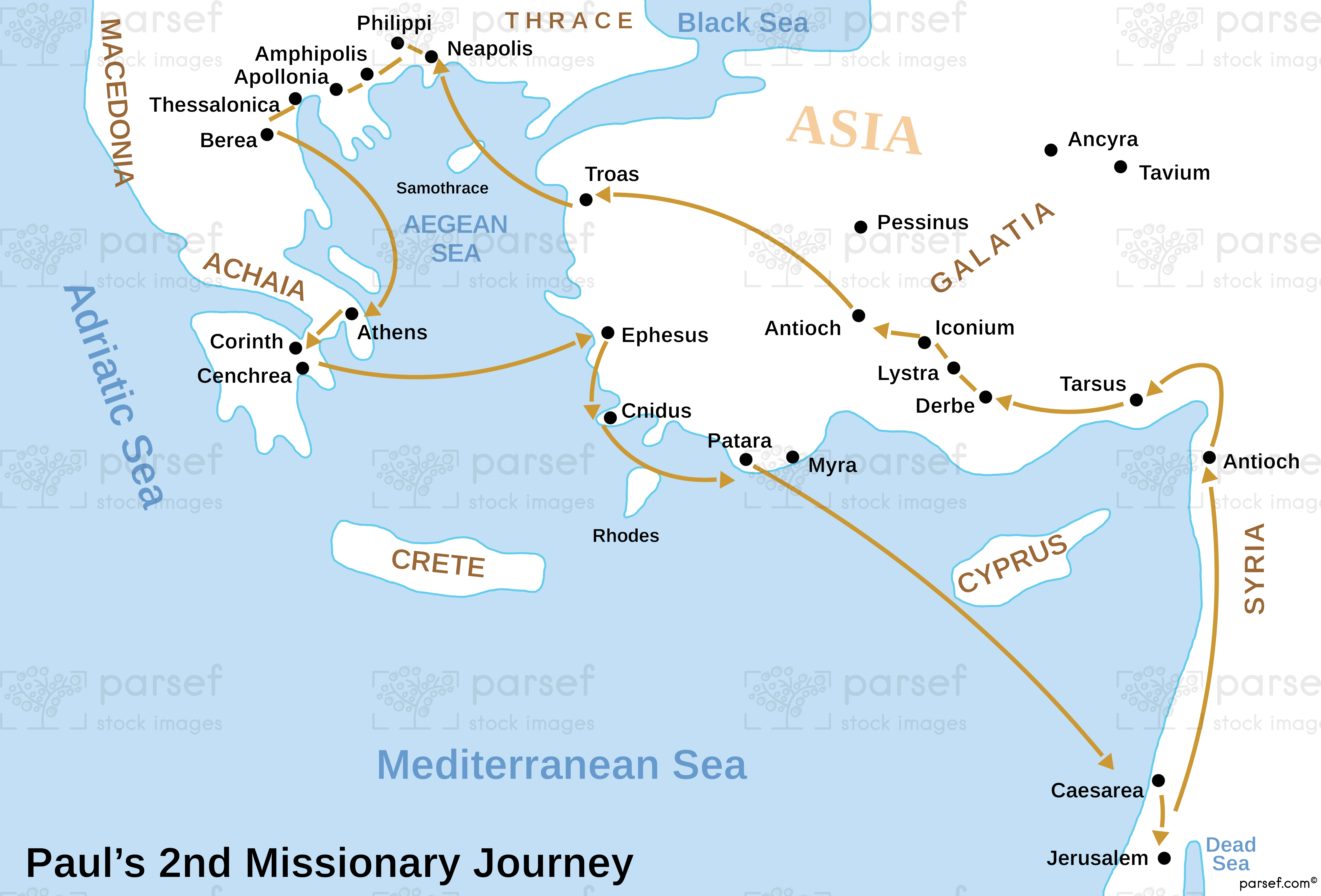 Paul’s 2nd Missionary Journey Map | Kid's Bible History Maps