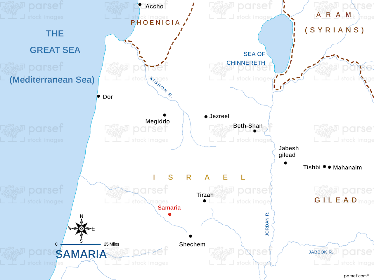 Samaria Map: Focused specifically on Samaria | Kid's Bible History Maps