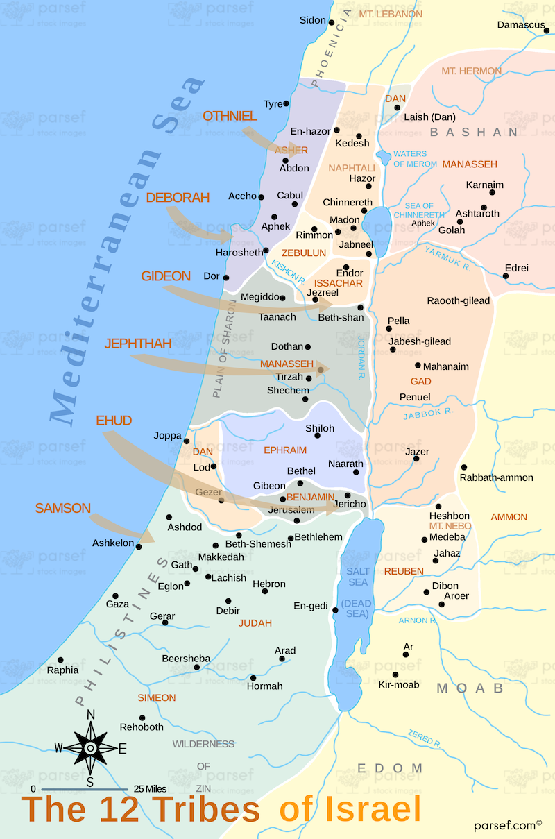 Twelve Tribes of Israel Topographical Map | Kid's Bible History Maps