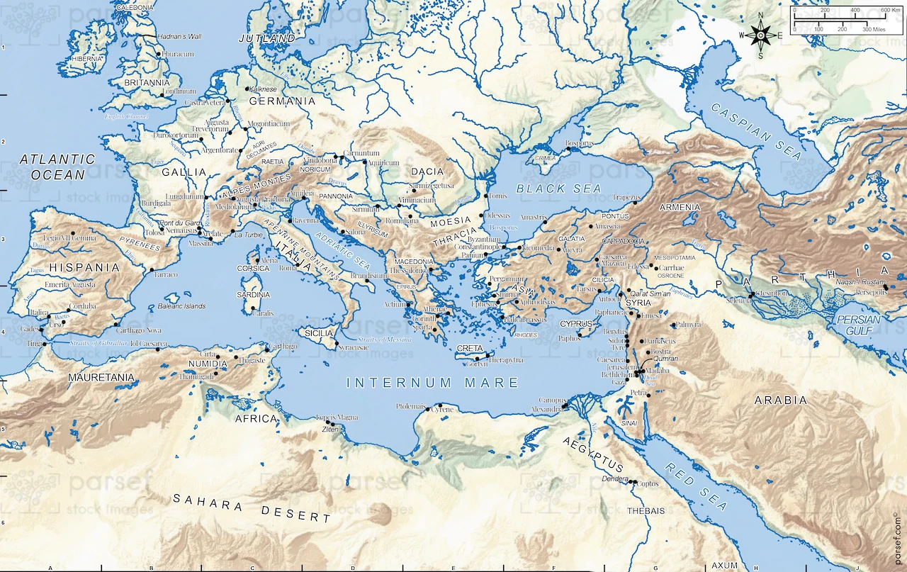 The Extent Of The Ancient Mediterranean World Map | Kid's Bible History Maps