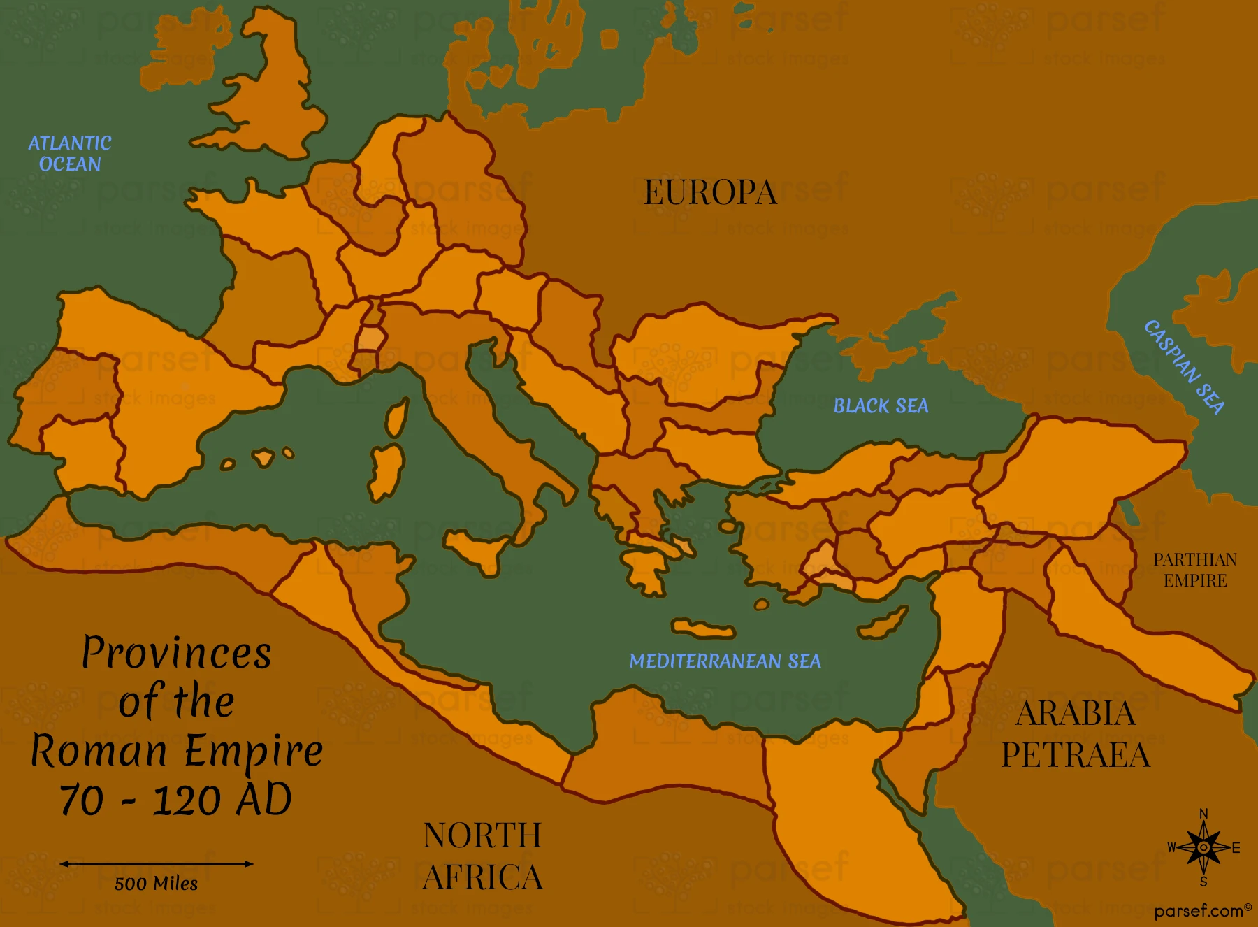 Provinces of the Roman Empire 70 – 120 AD Map | Kid's Bible History Maps